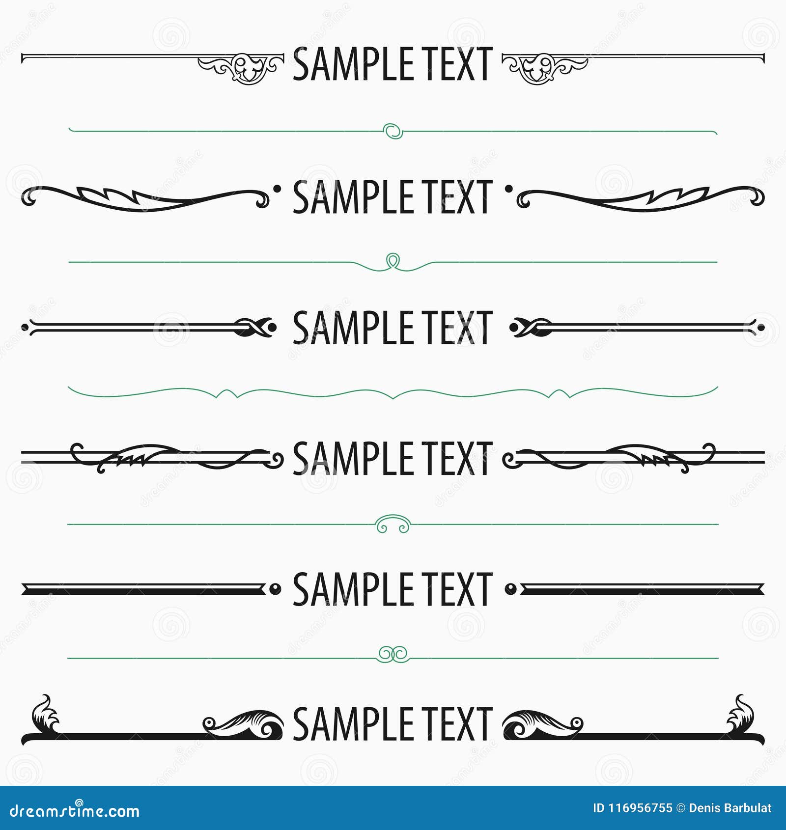 Text Dividers and Separators Set 3 Stock Vector - Illustration of ruler ...