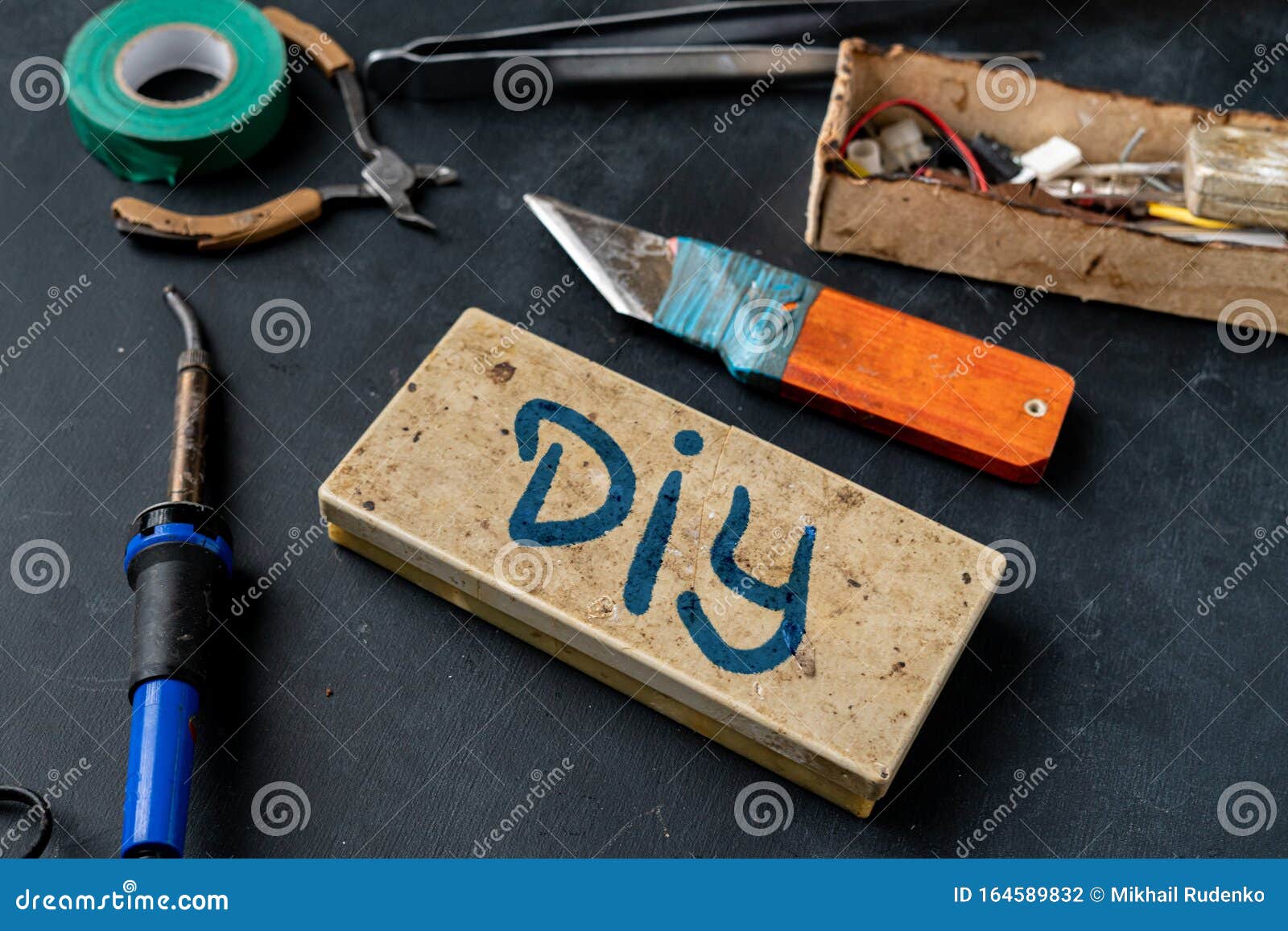 The Text of DIY Do it Yourself Sign on the Plate with Some Accessories ...