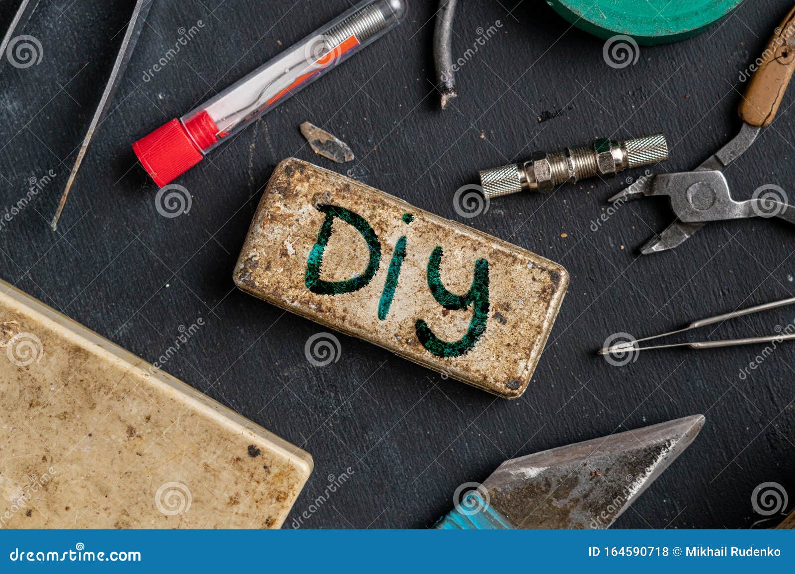 The Text of DIY Do it Yourself Sign on the Plate with Some Accessories ...