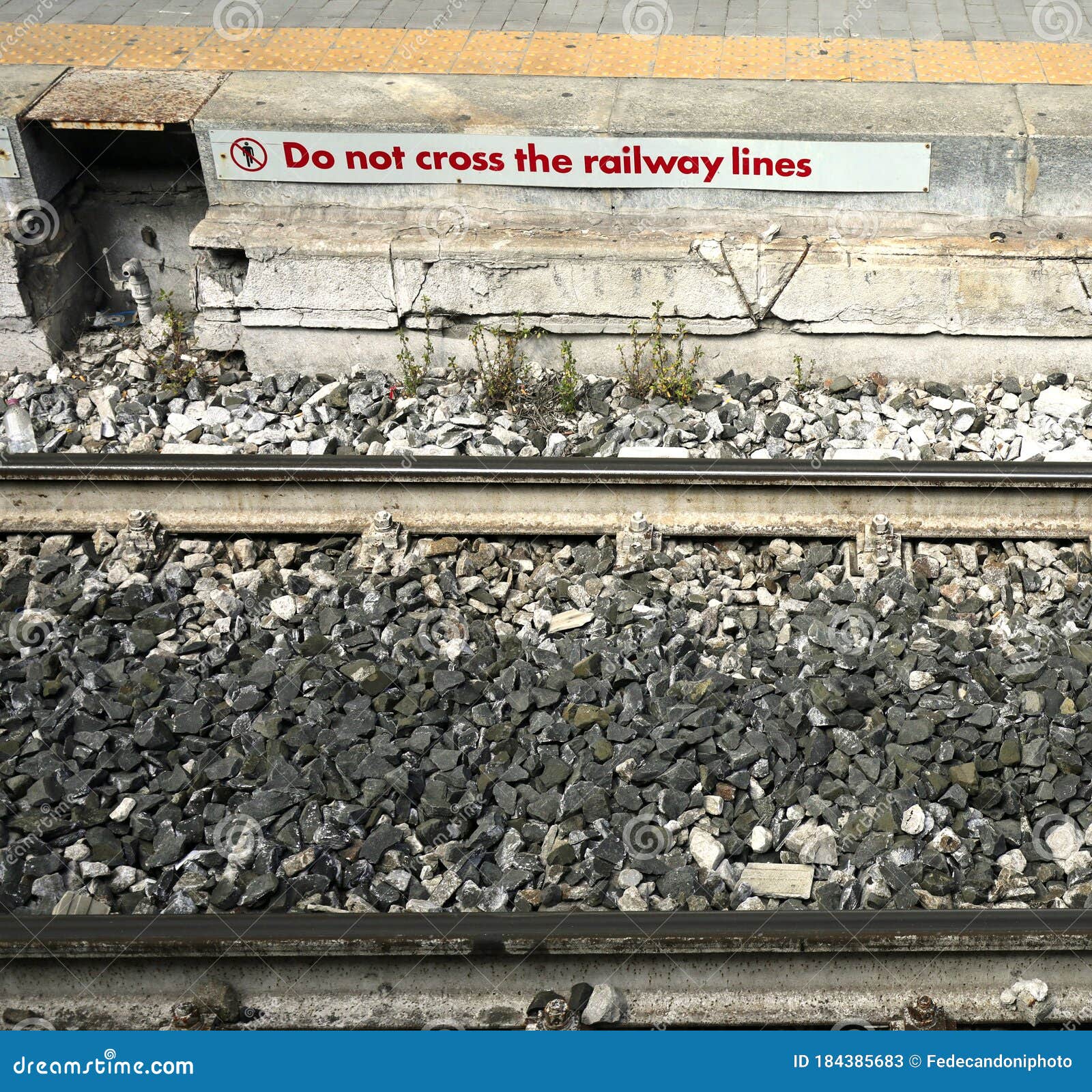 Text Do Not Cross the Railway Lines Stock Image - Image of crossing ...