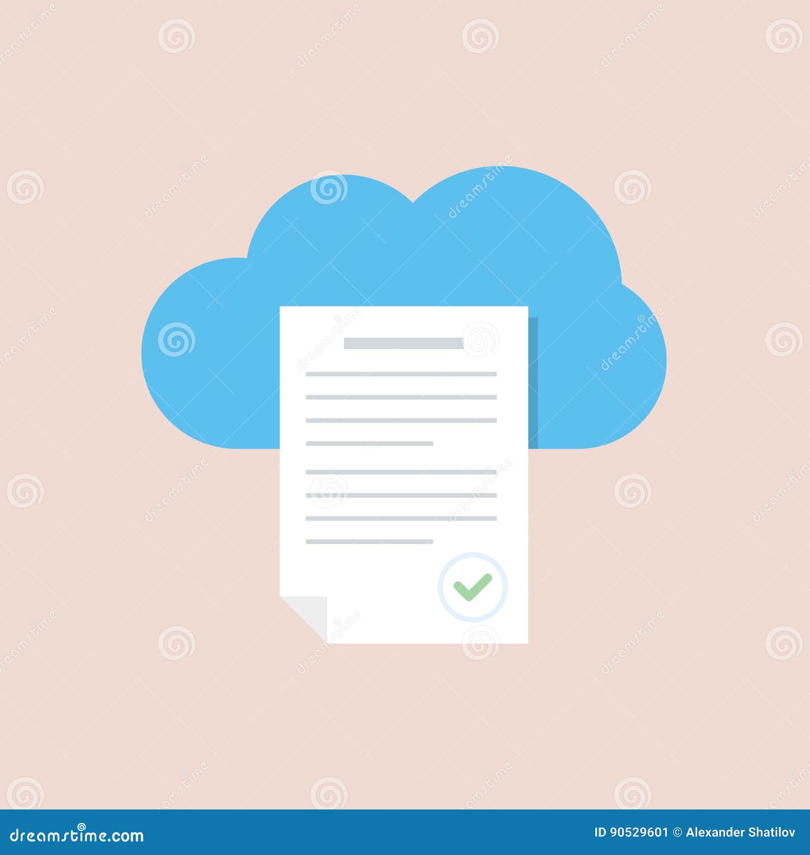 Text Document in the Cloud Storage Icon. Cloud Service. Flat ...
