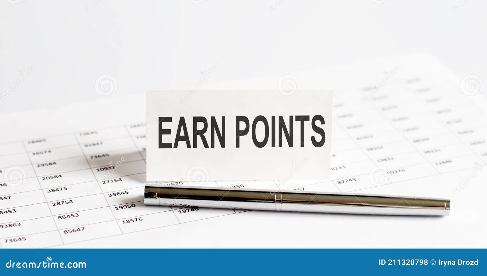 Text Earn Points on Stickers,pen on the Background of Documents ...