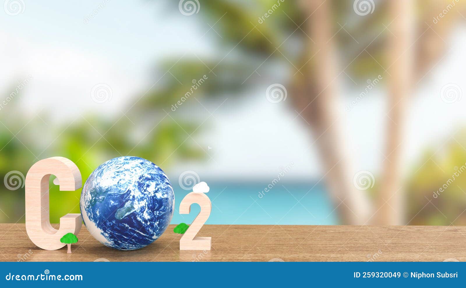 Text and Earth for Co2 Concept 3d Rendering Stock Illustration ...