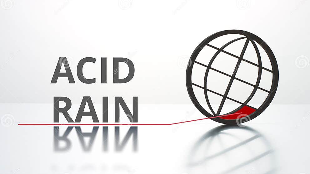 ACID RAIN Text and Earth Globe Icon. Major Environmental Problem ...