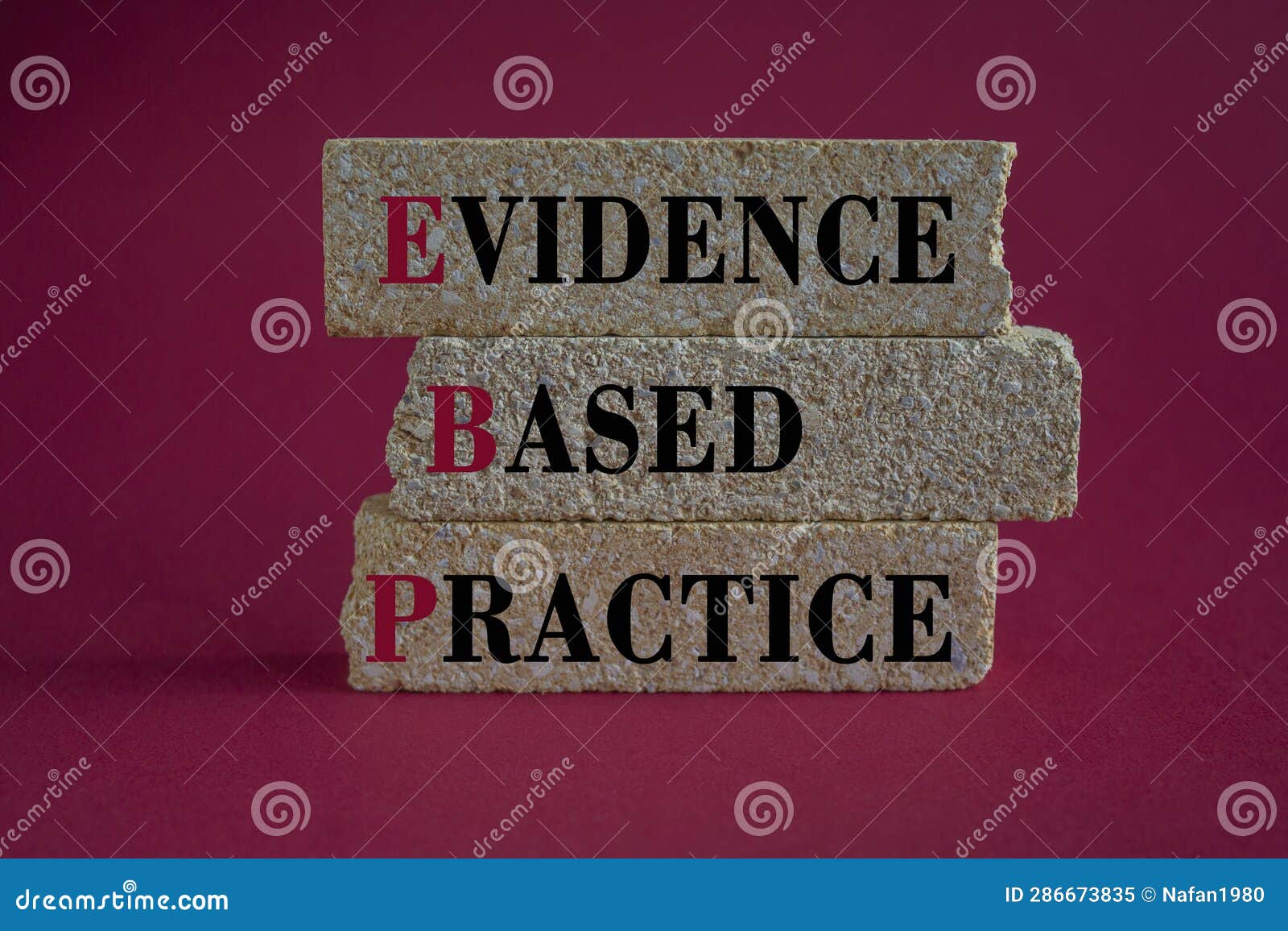 Text EBP Evidence-based Practice Concept on Brick Blocks. Beautiful Red ...