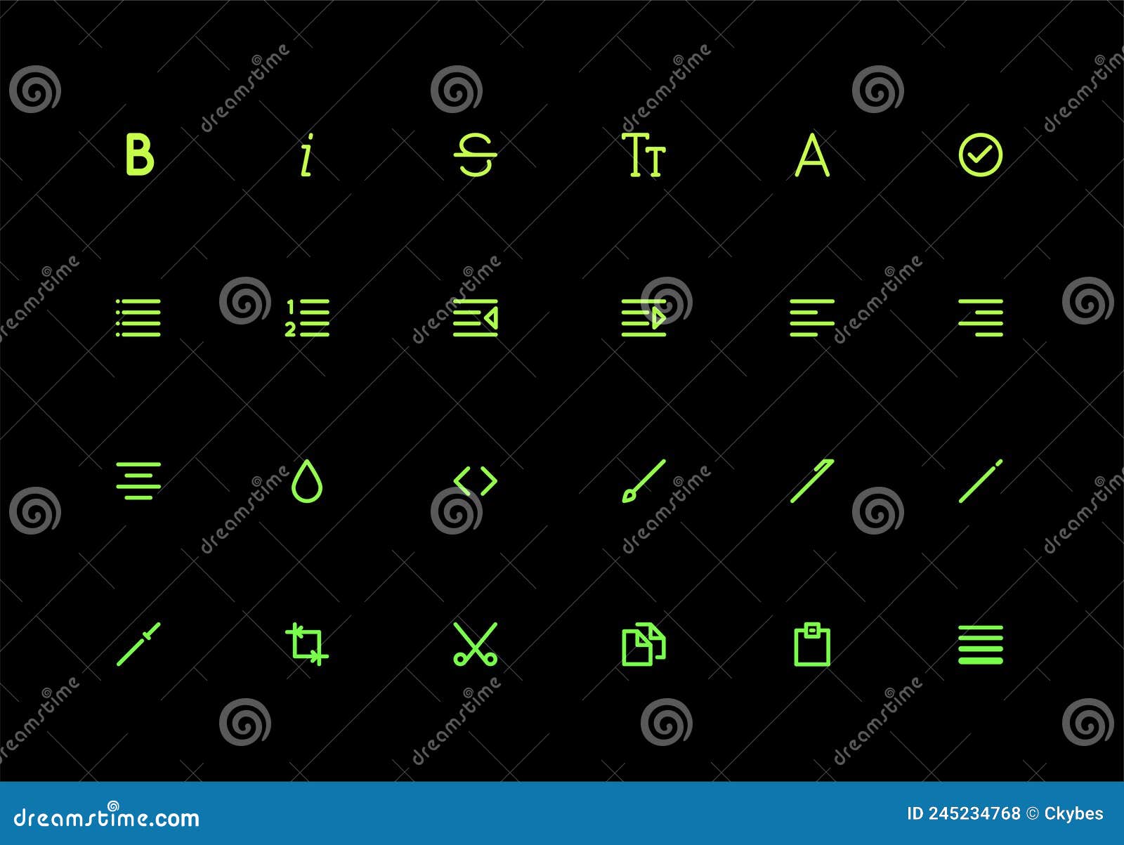 Text Editing User Interface UI Vector Icon Set. High Quality Minimal ...