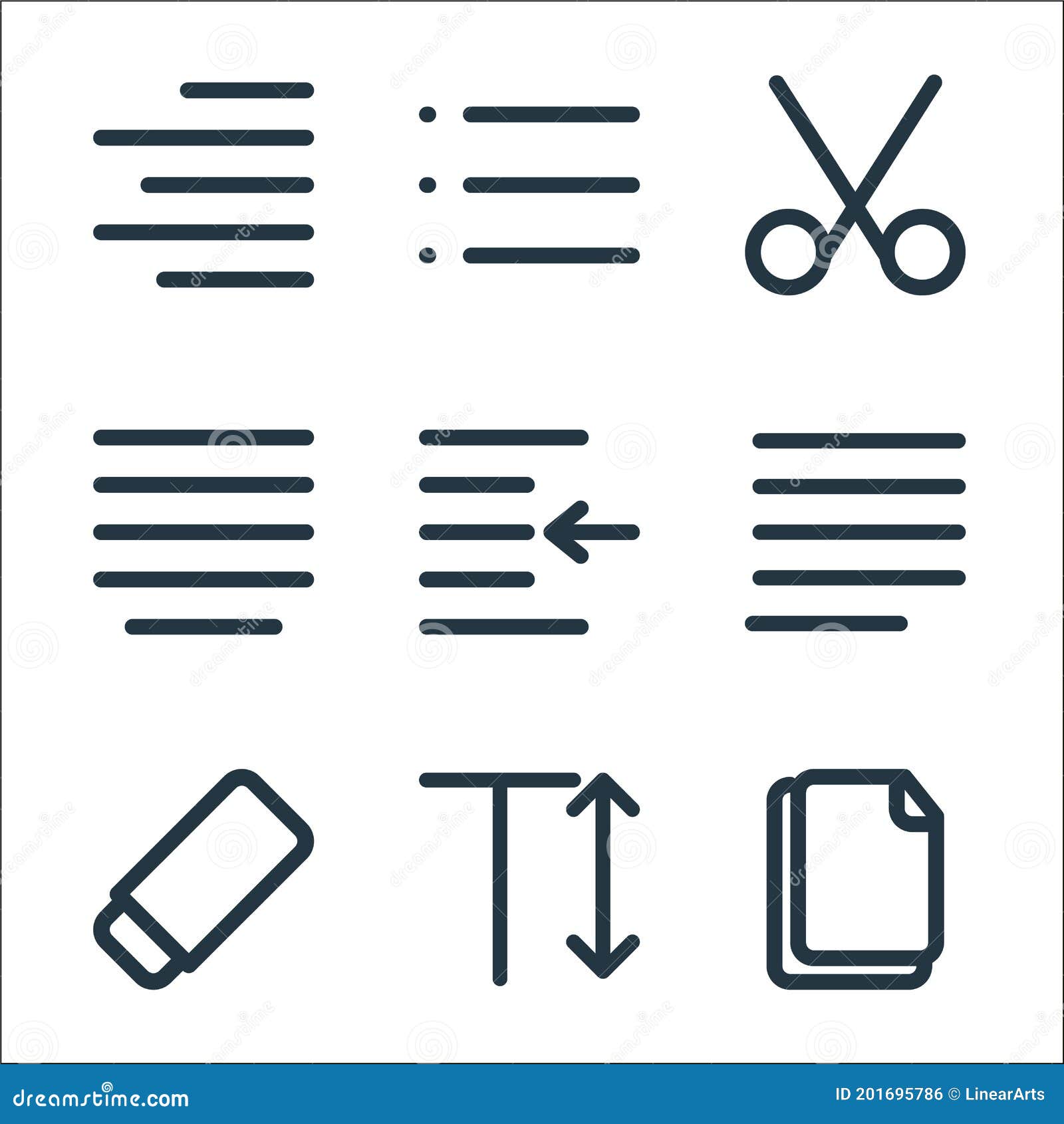 Text Editor Line Icons. Linear Set Stock Vector - Illustration of space, copy: 201695786