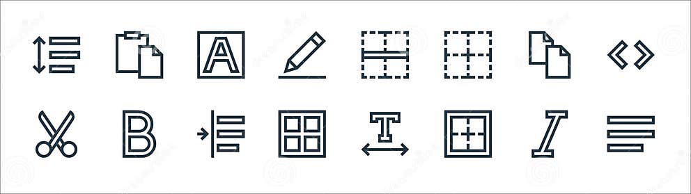 Text Editor Line Icons. Linear Set Stock Vector - Illustration of ...