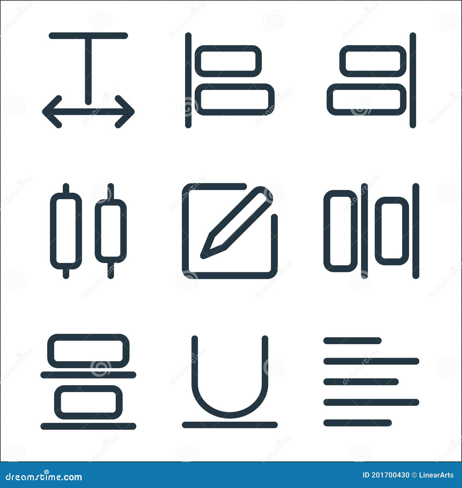 Text Editor Line Icons. Linear Set Stock Vector - Illustration of ...