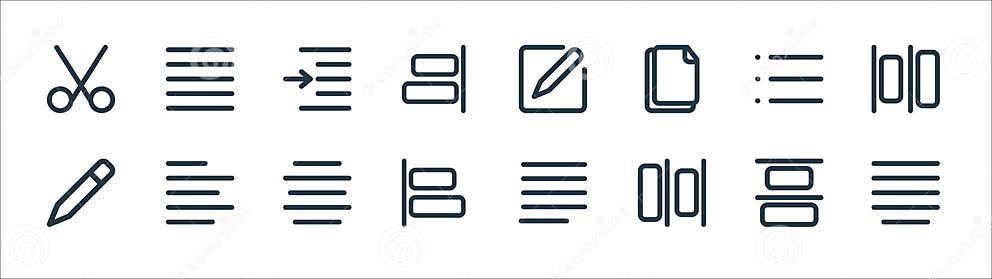 Text Editor Line Icons. Linear Set Stock Vector - Illustration of text, midpoint: 201700427