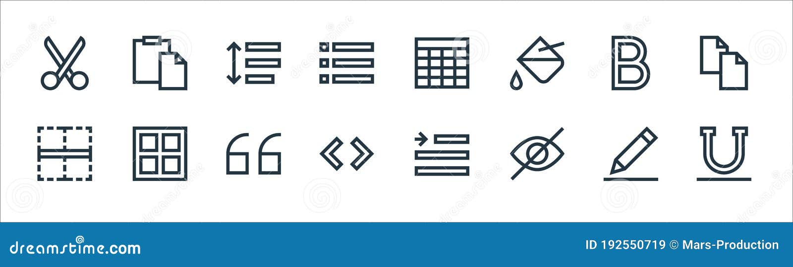 Text Editor Line Icons. Linear Set Stock Vector - Illustration of element, paper: 192550719