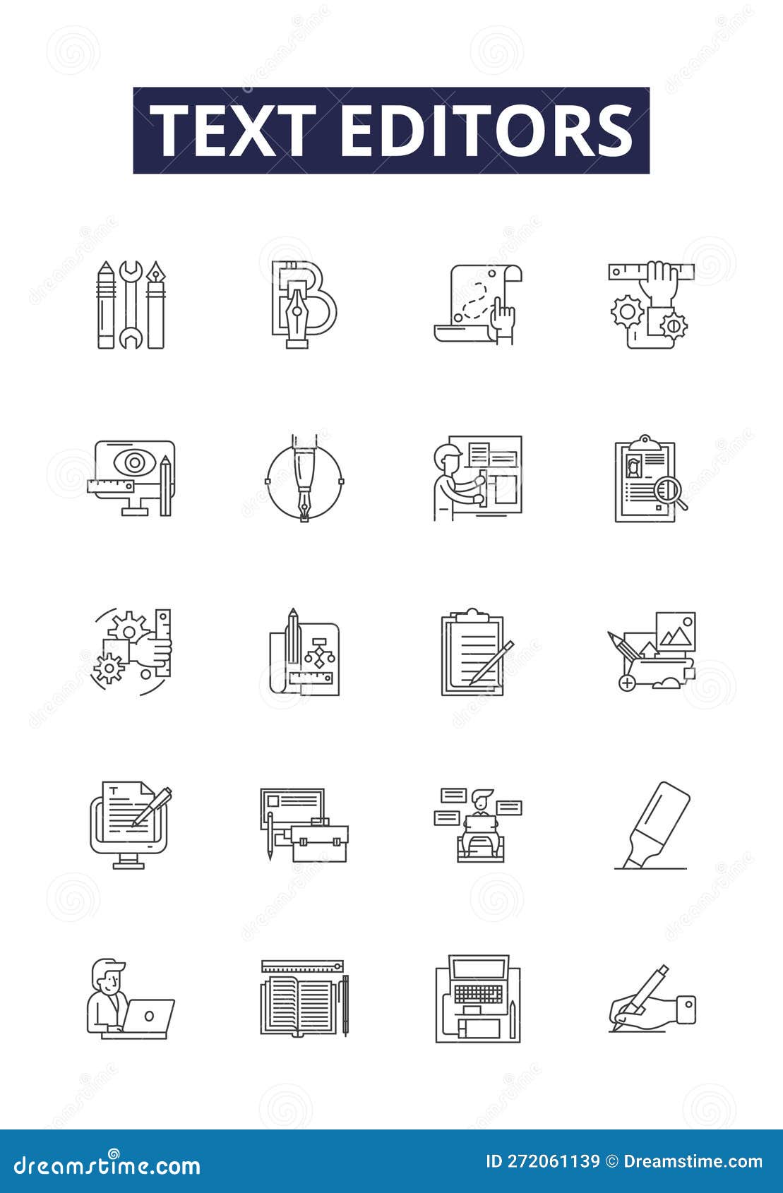 Text Editors Line Vector Icons and Signs. Text, Writing, Word, Document ...