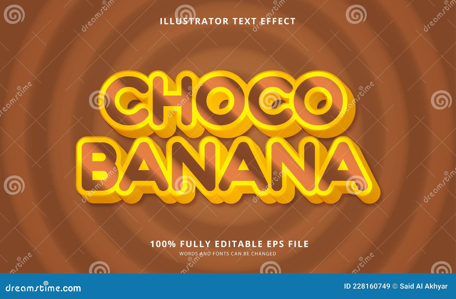 Choco Banana Editable Text Effect and Style Stock Vector - Illustration ...