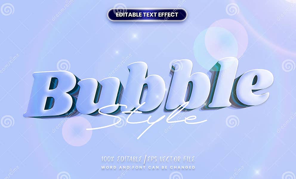 Text Effect Bubble Text Style. 3d Mockup Editable. Blue Balloon Style ...