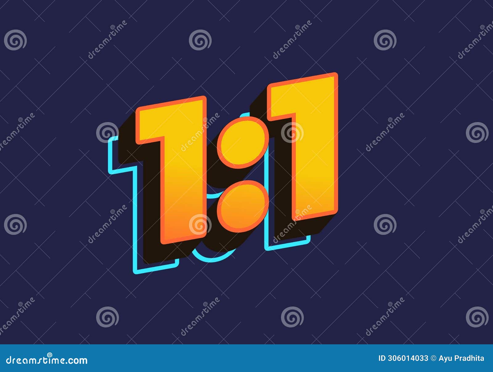 1:1. Text Effect in 3D Look. Yellow Color Stock Illustration ...