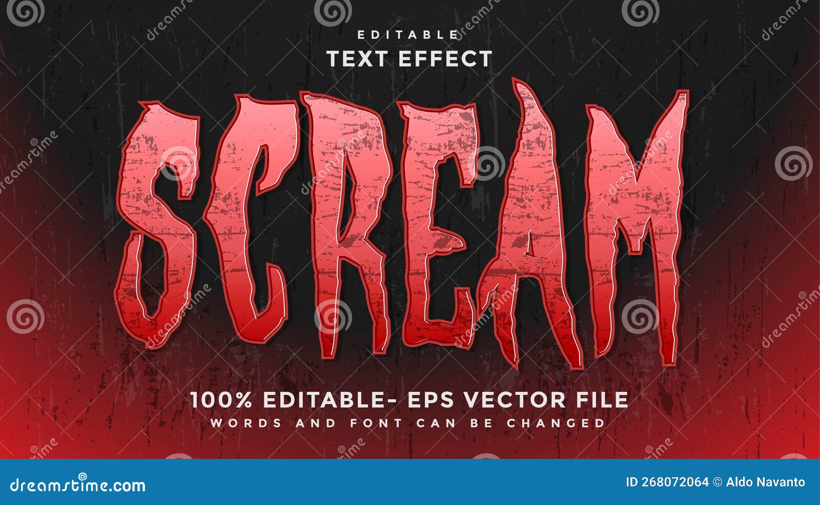 Modern 3d Word Scream Editable Text Effect Design Template Stock Vector ...