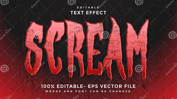 Modern 3d Word Scream Editable Text Effect Design Template Stock Vector ...