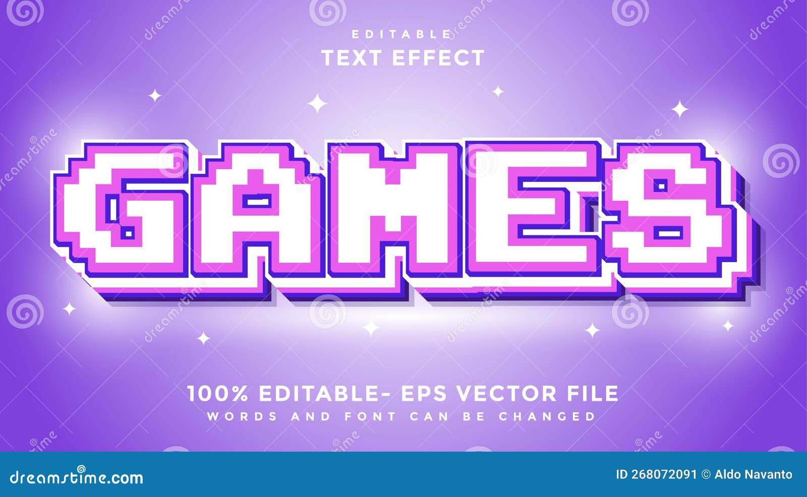 Modern 3d Word Games Editable Text Effect Design Template Stock Vector ...