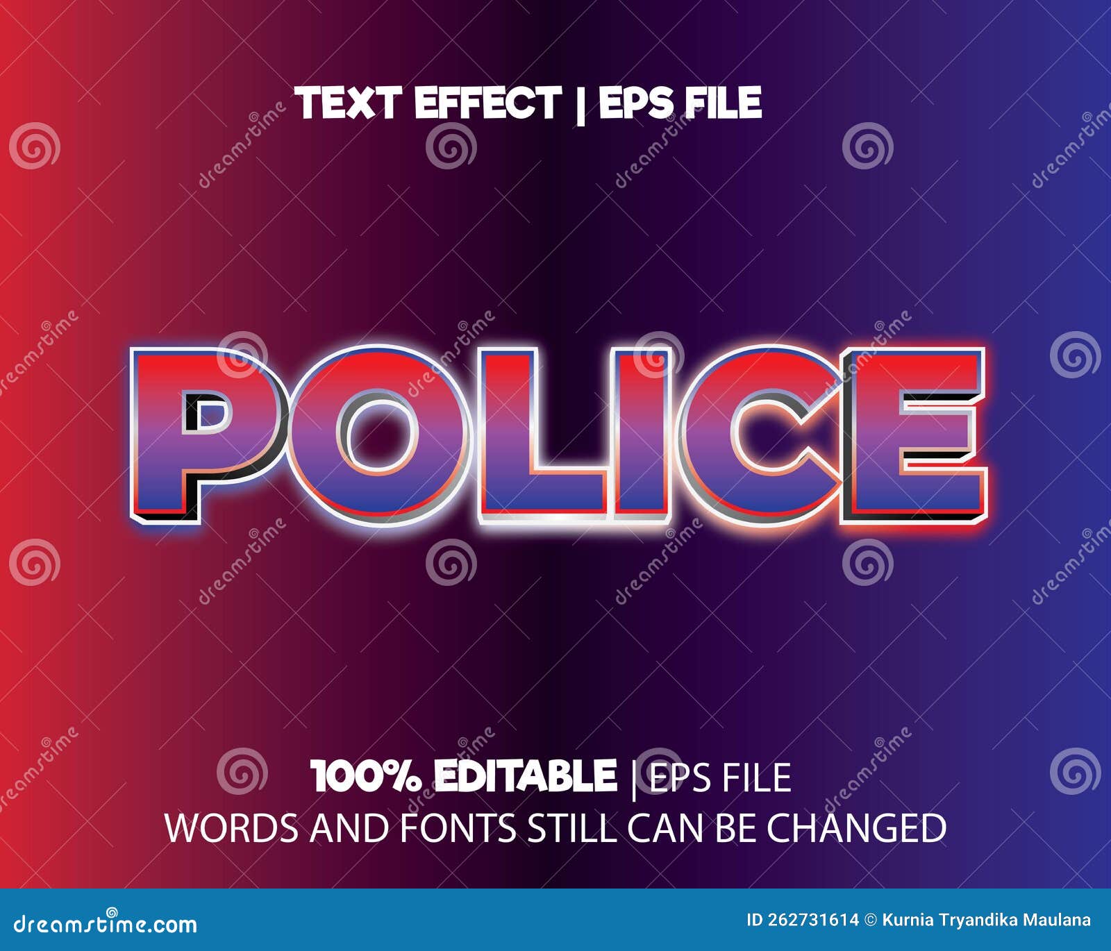 Text Effect Editable Vector Eps File Red Blue Police Lights Theme Stock ...