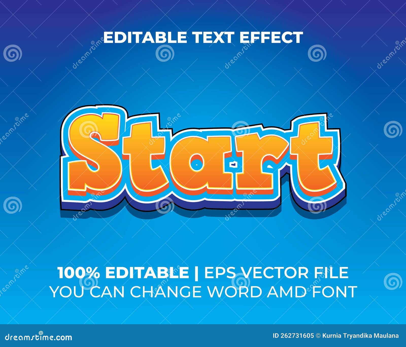 Text Effect Editable Vector Eps File Yellow Blue Fun Start Caption Text ...