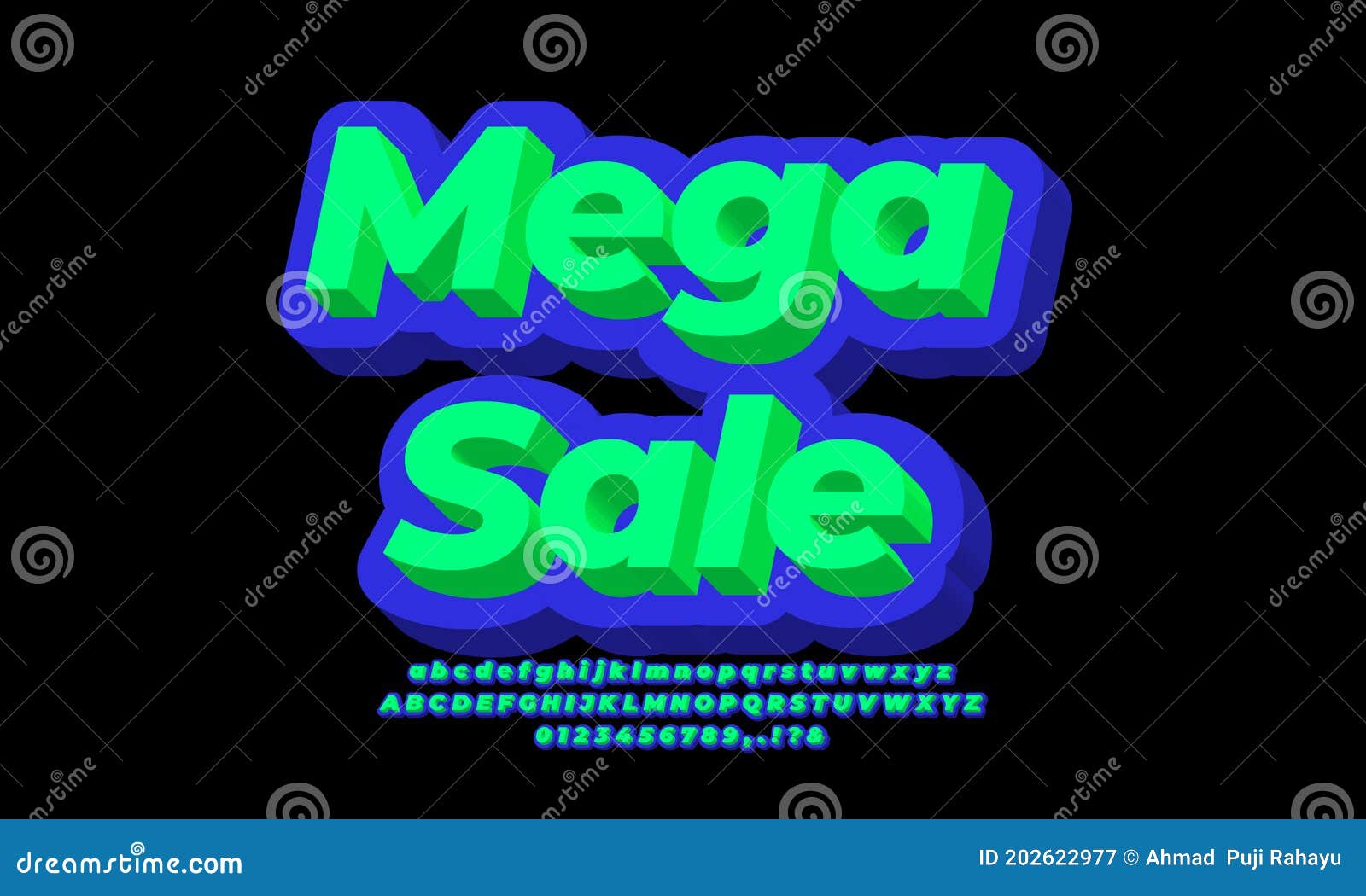 Text Effect or Font Alphabet 3d Light Blue and Light Green Stock Vector ...