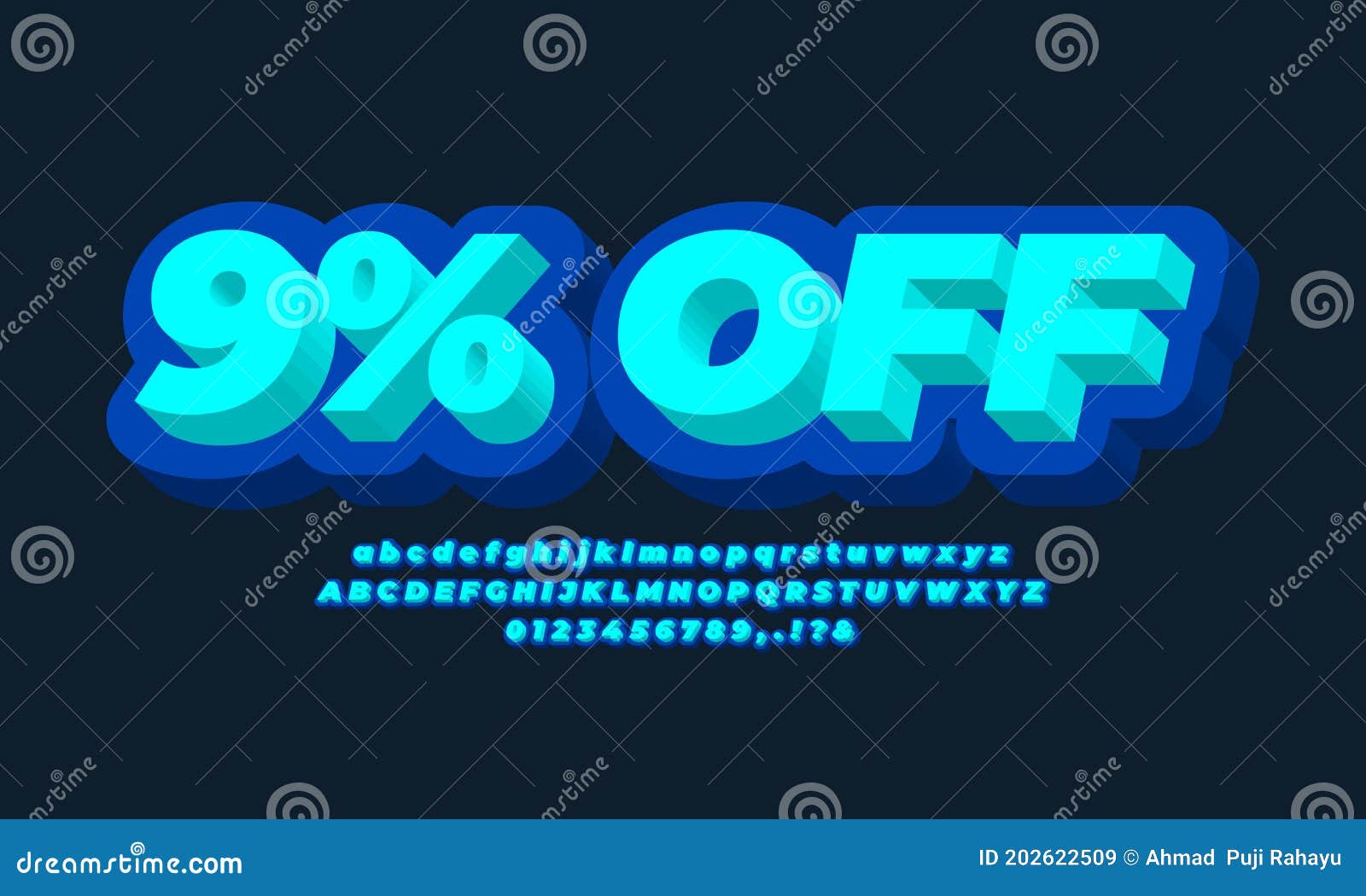 Text Effect or Font Effect 3d Cyan Blue Alphabet Vector Design Stock ...
