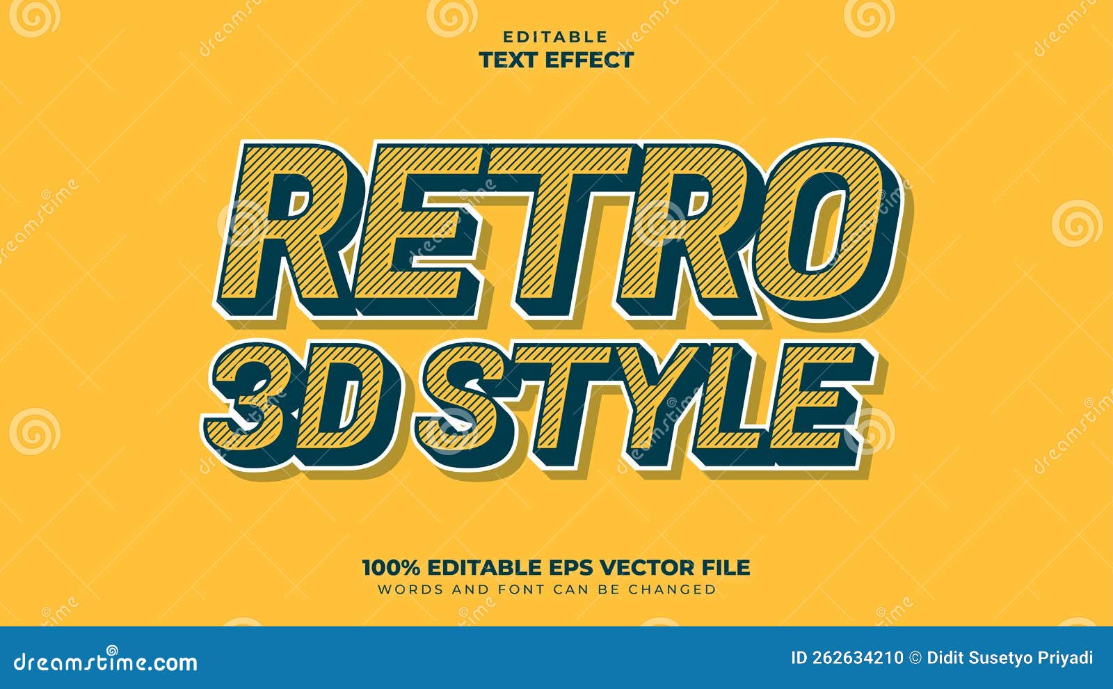 Retro 3D Text Effect, Editable Text Effect Stock Vector - Illustration ...