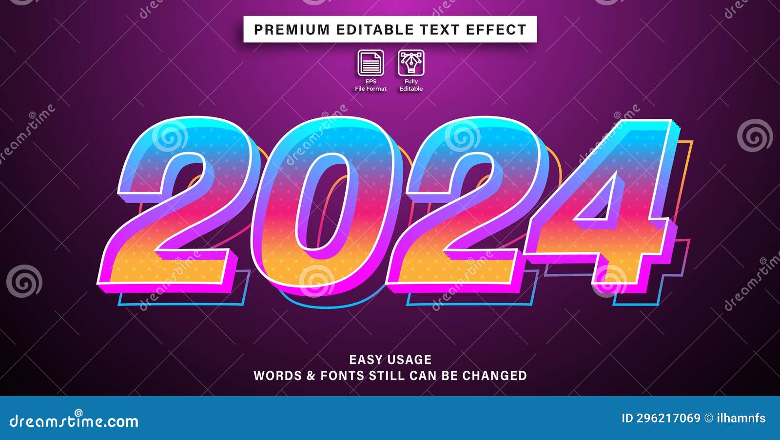 2024 Text Effect Graphic Style Stock Vector - Illustration of alphabet ...