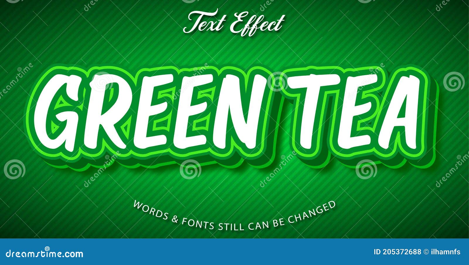 Green Tea Editable Text Effect Style Stock Vector - Illustration of ...