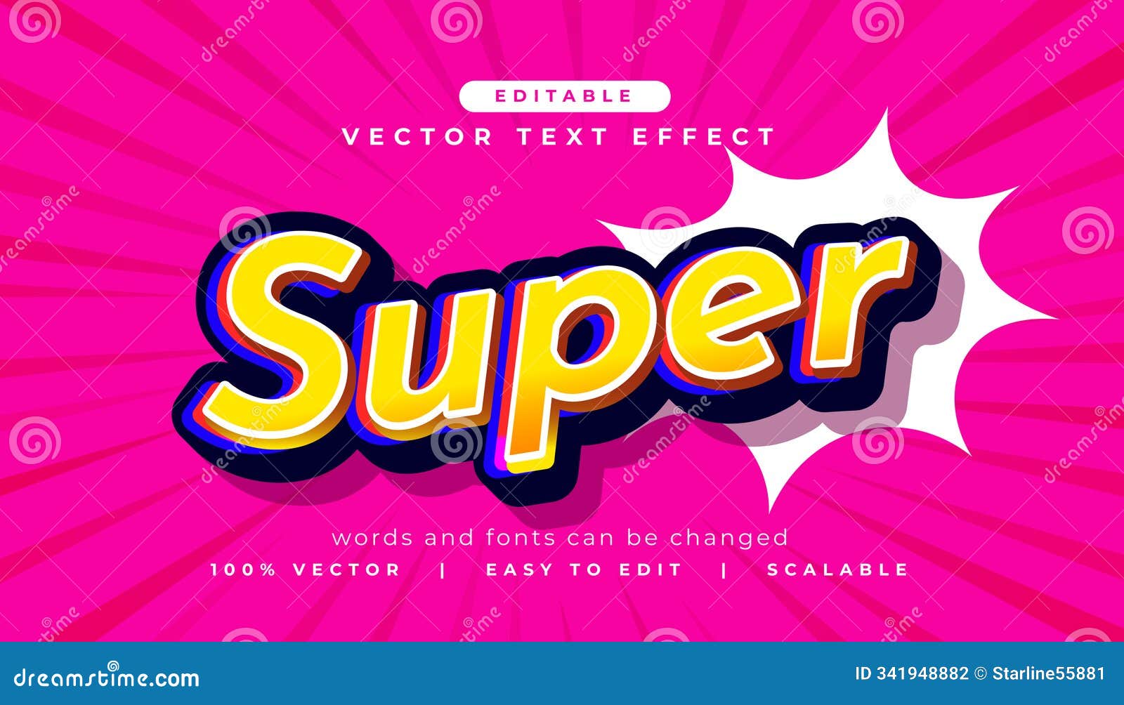 Text Effect Super Lettering in Modern Style Stock Vector - Illustration ...