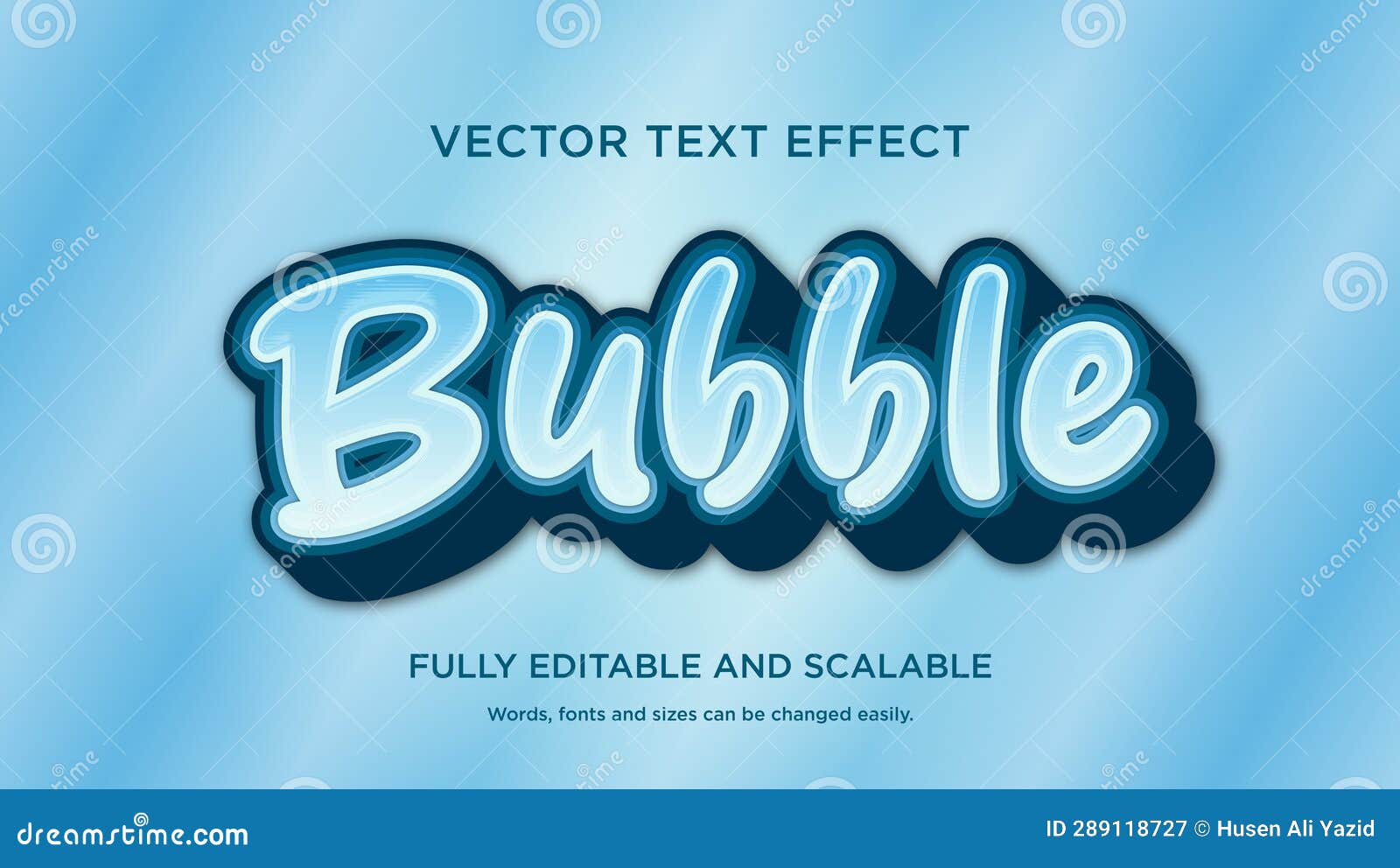 Text Effect Bubble with Water Blue Color Stock Illustration ...