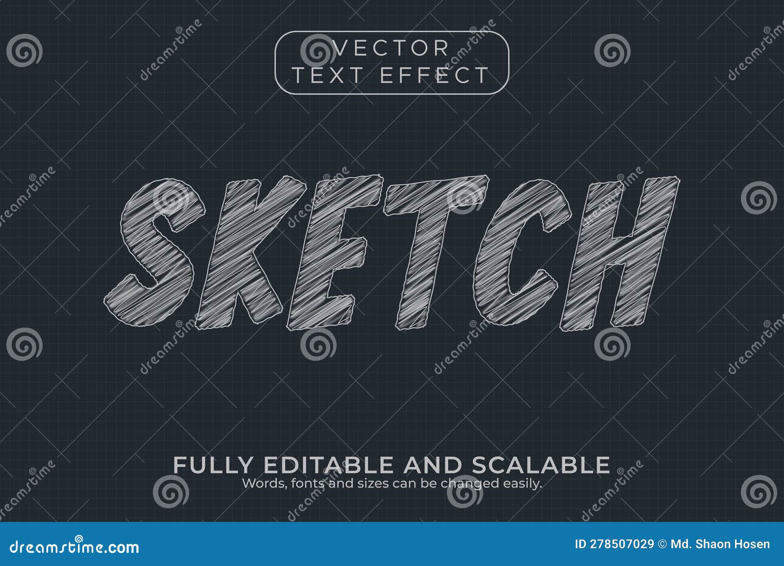 Text Effect Writing Sketch Style, Fully Editable Stock Vector ...