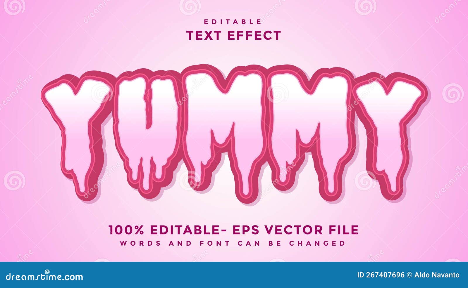 Modern Gradient Pink 3d Word Yummy Editable Text Effect Stock Vector ...