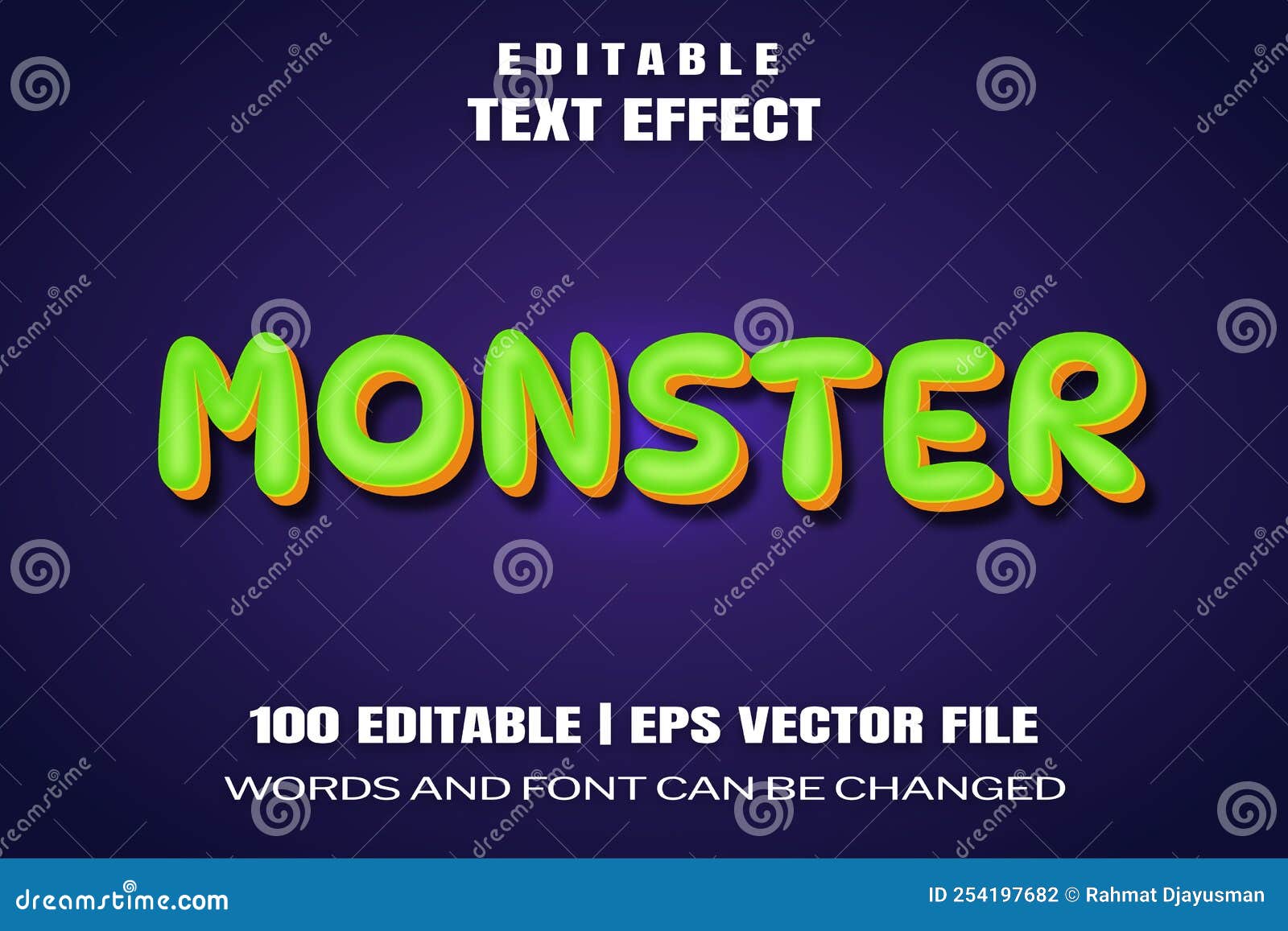 Text effects Monster stock vector. Illustration of text - 254197682