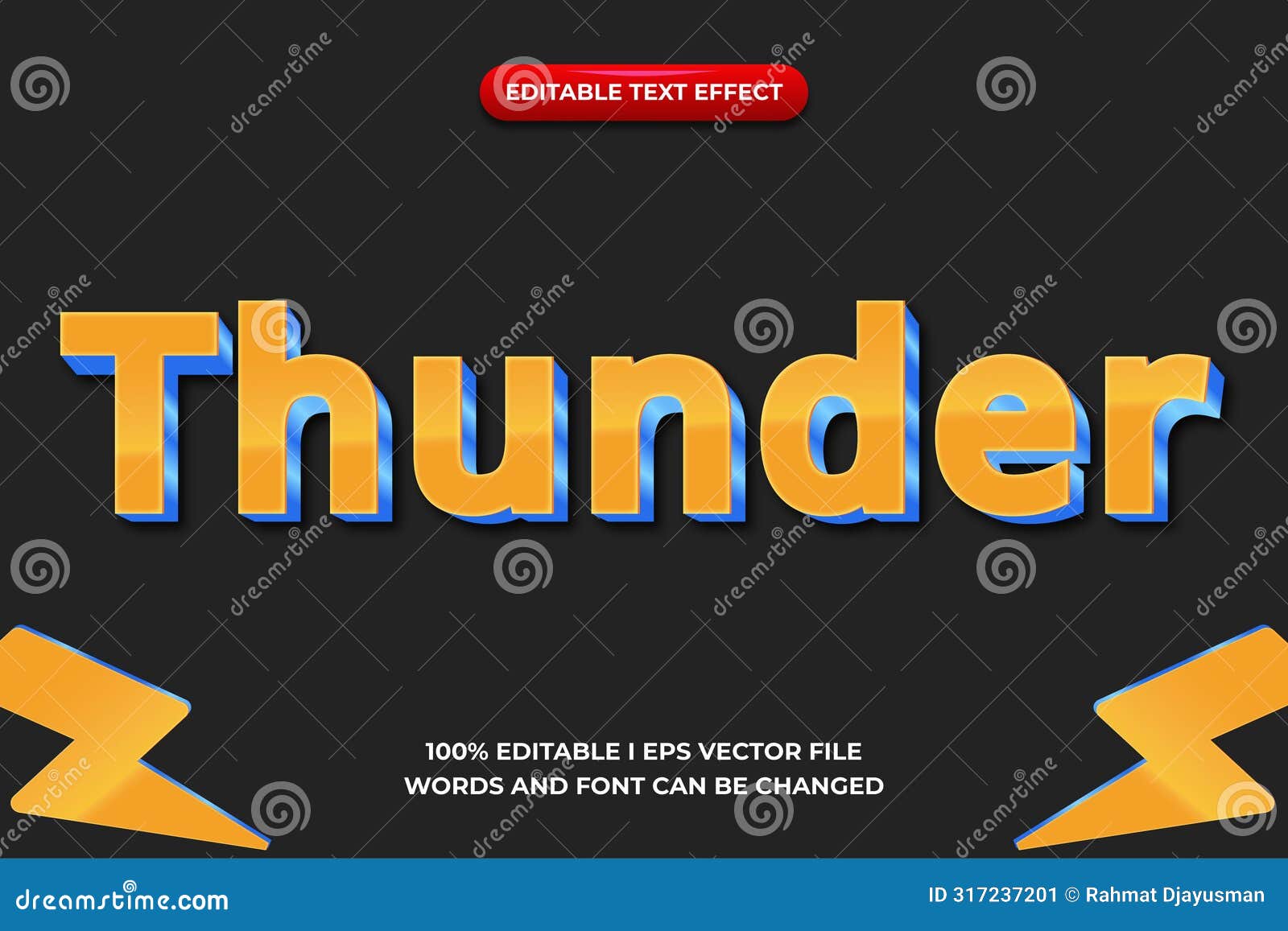 Text effects Thunder stock vector. Illustration of thunder - 317237201