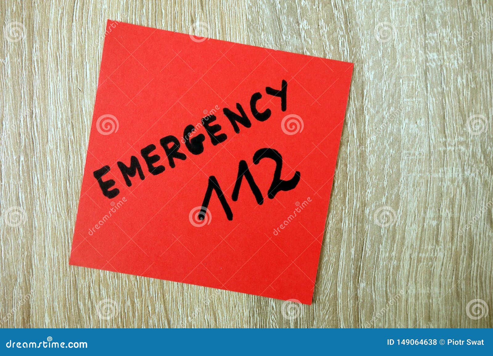Text Emergency 112 Written on Red Sticker, Closeup Stock Photo - Image ...