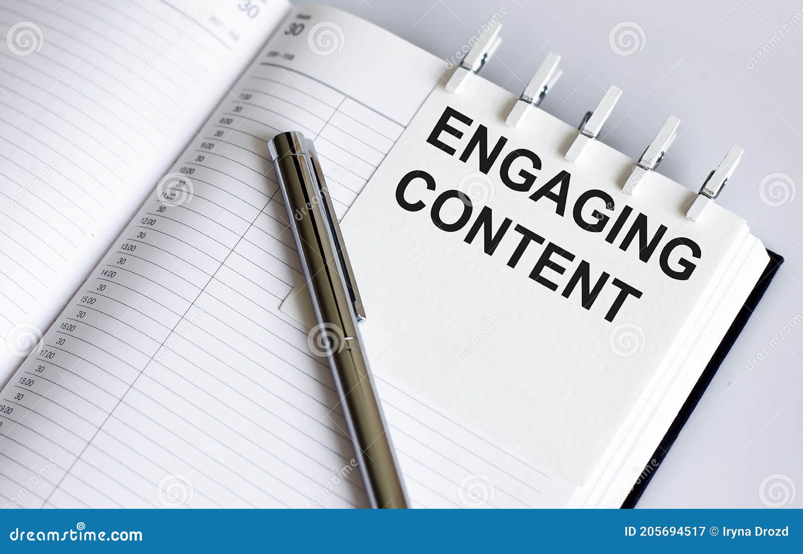 Text ENGAGING CONTENT on the Short Note Texture Background with Pen ...