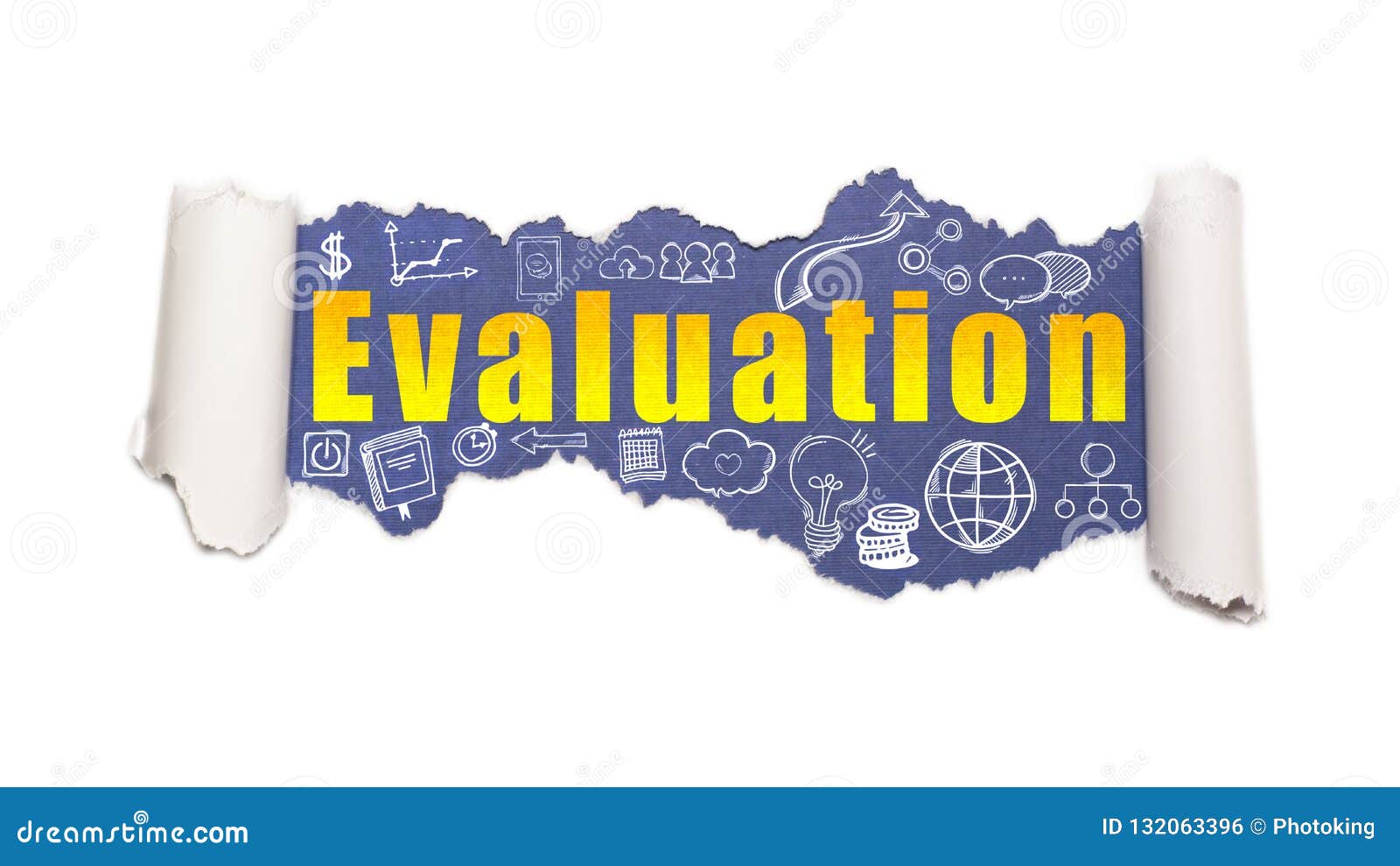 The Text Evaluation Behind Torn White Paper Stock Photo - Image of ...