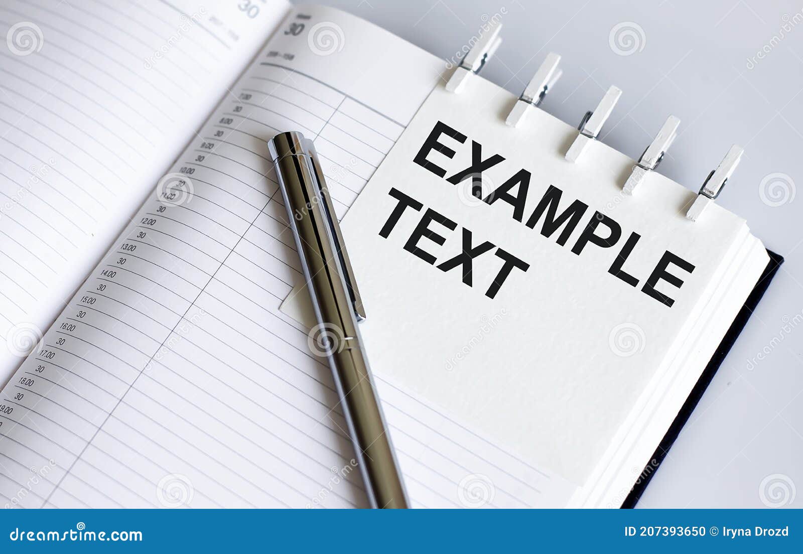 Text EXAMPLE TEXT on the Short Note Texture Background with Pen Stock ...