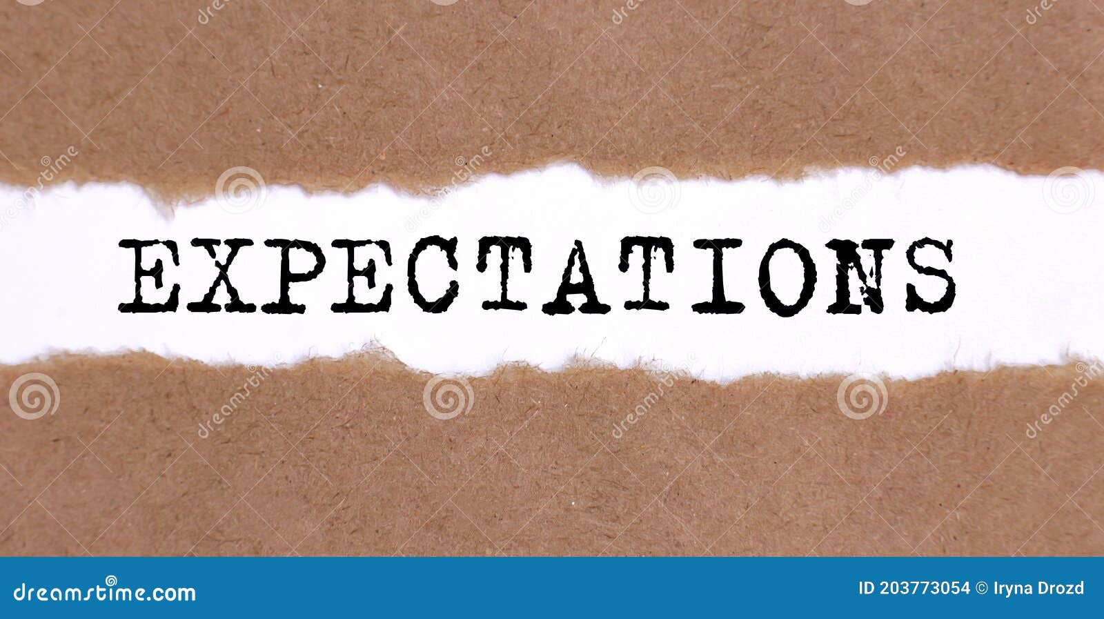 The Text EXPECTATIONS Appearing Behind Torn Brown Paper Stock Photo ...