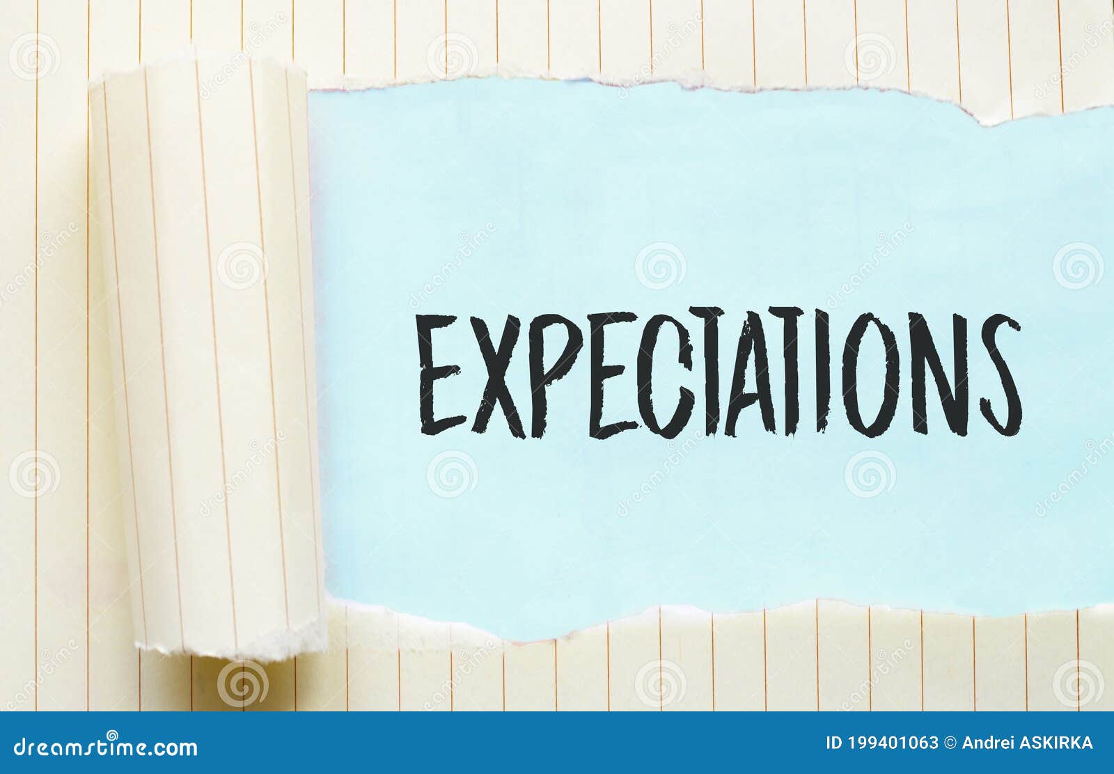 The Text EXPECTATIONS Appearing Behind Torn White Paper Stock Image ...