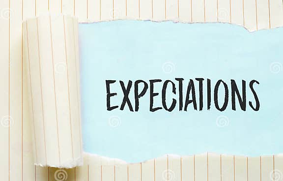 The Text EXPECTATIONS Appearing Behind Torn White Paper Stock Image ...