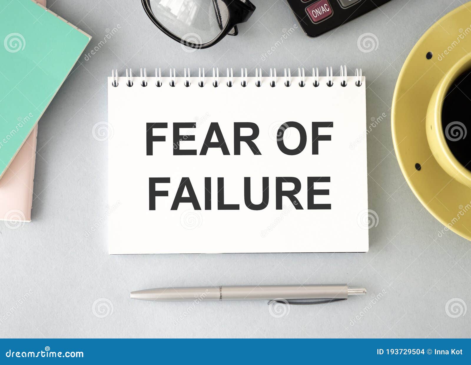 Text Fear of Failure , Isolated White Background with Printer and ...