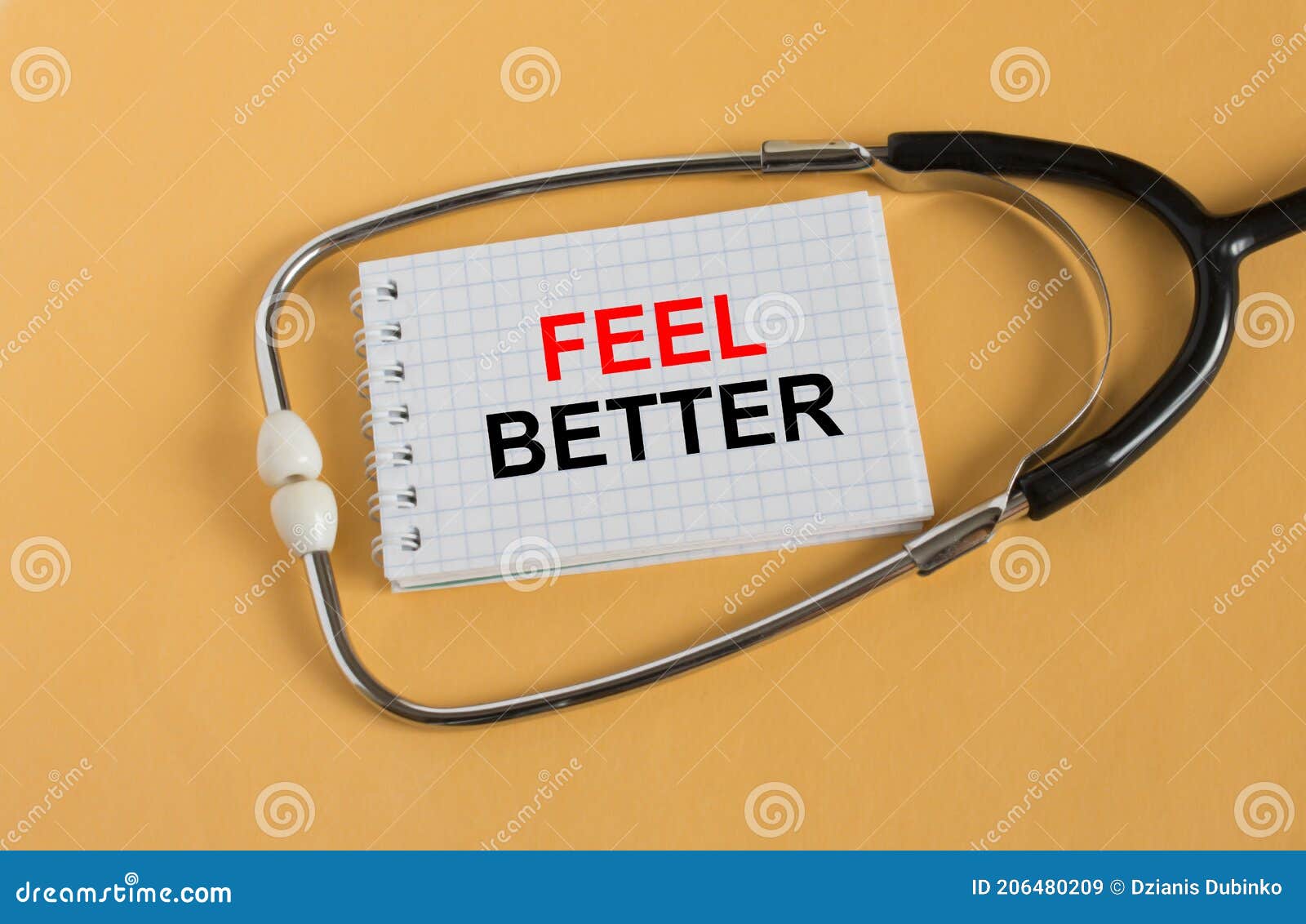 Text Feel Better on a Notepad with a Stethoscope Lying on a Orange ...