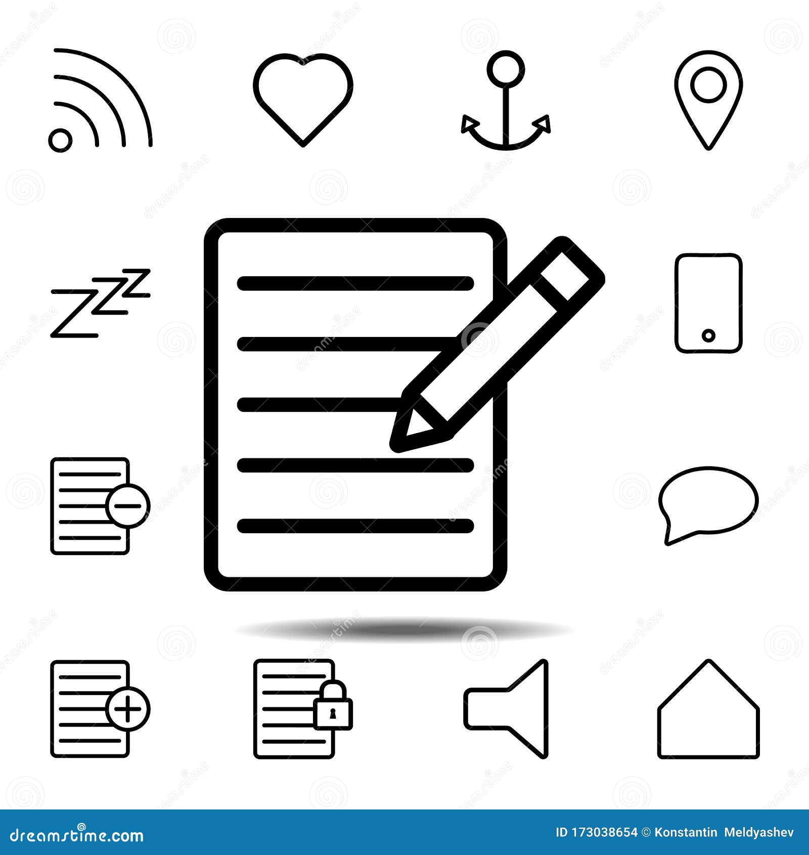 The Text File with Pencil Icon. Simple Thin Line, Outline Vector Element of Minimalistic, Web ...