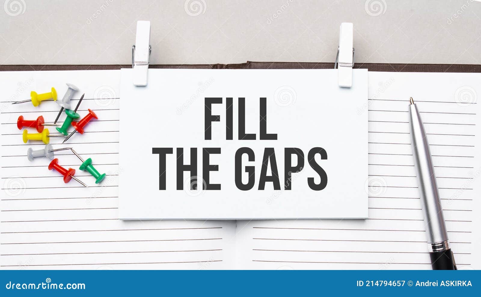 Text FILL the GAPS on Stickers on the Diary with Office Tools Stock ...