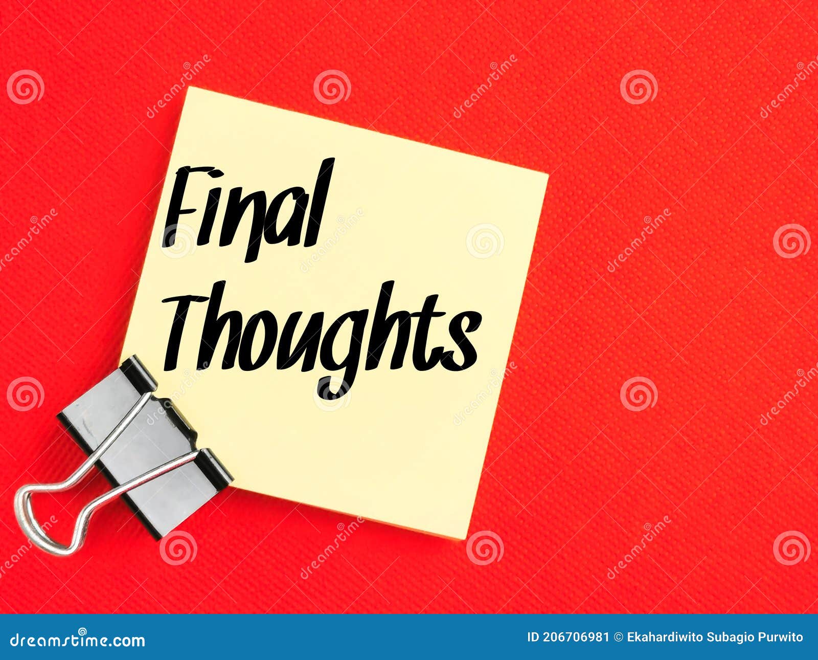 Text Final Thoughts on Paper Note with Magnifying Glass Isolated on Red ...