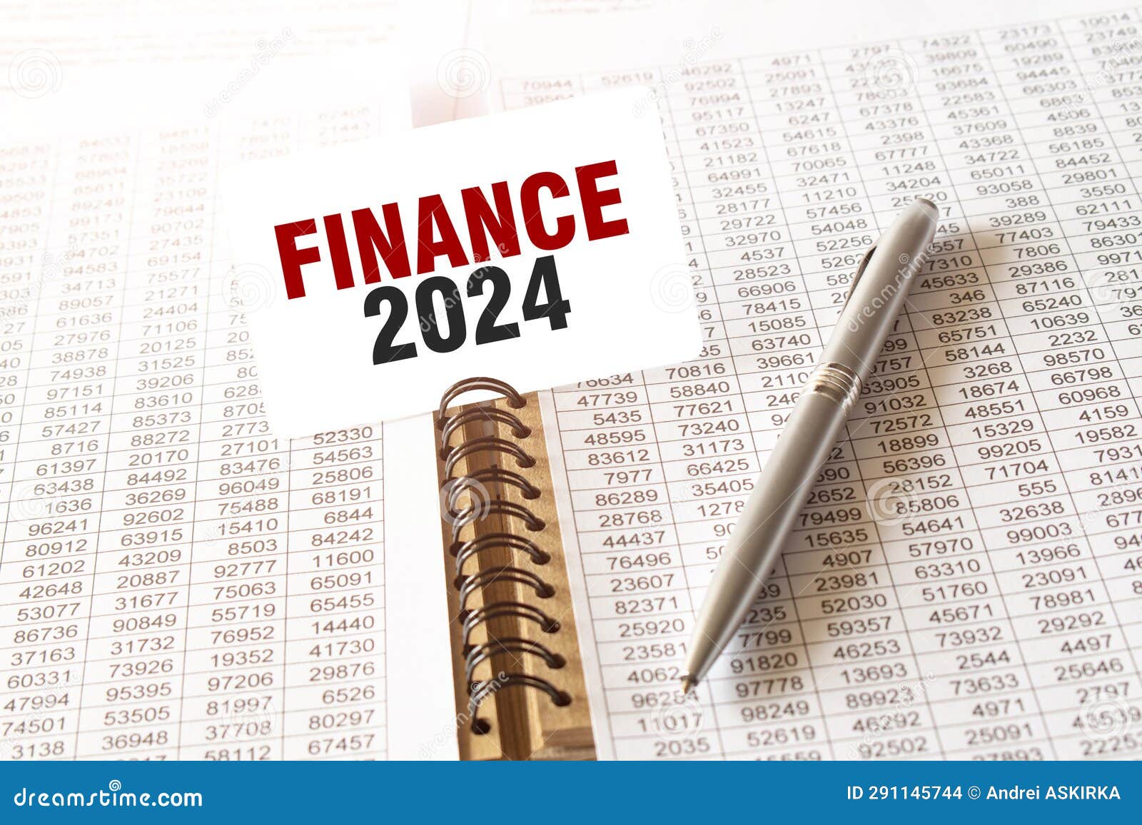 Text FINANCE 2024 on Paper Card, Pen, Financial Documentation on Table ...