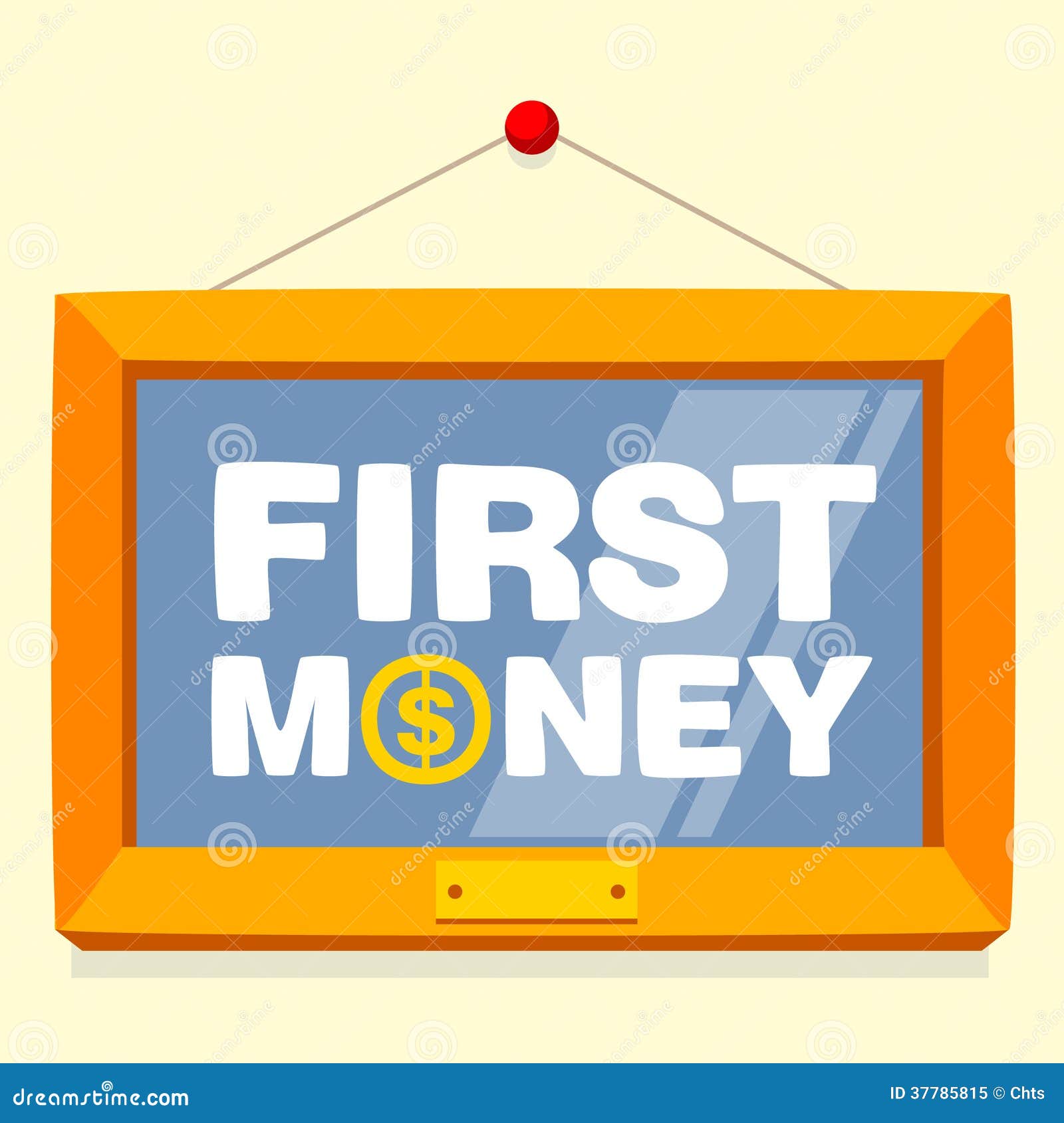 Text first money frame stock illustration. Illustration of work - 37785815