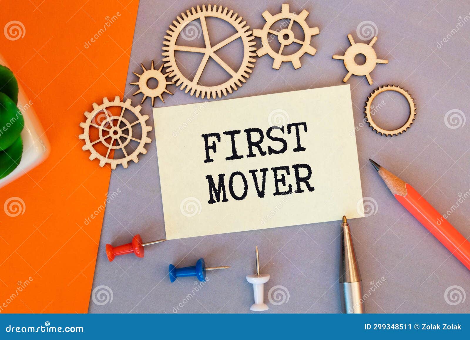 Text First Mover on the Short Note Texture Background Stock Image ...
